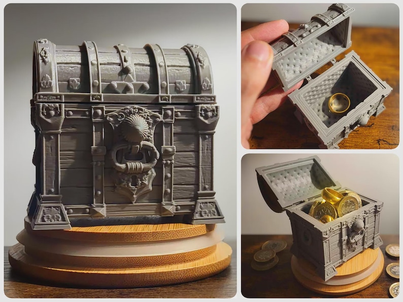 3D Printed Treasure Chest Box, Vintage-inspired Desk Decor - Etsy