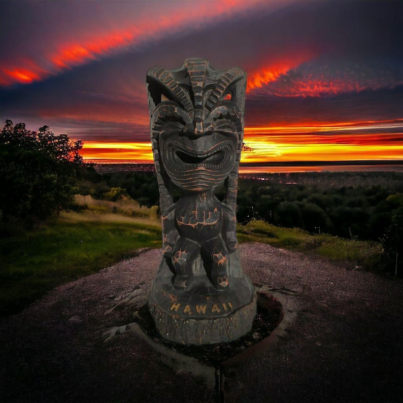 Hand-carved Hawaiian Tiki God Statue | Vintage Polynesian Decor ...