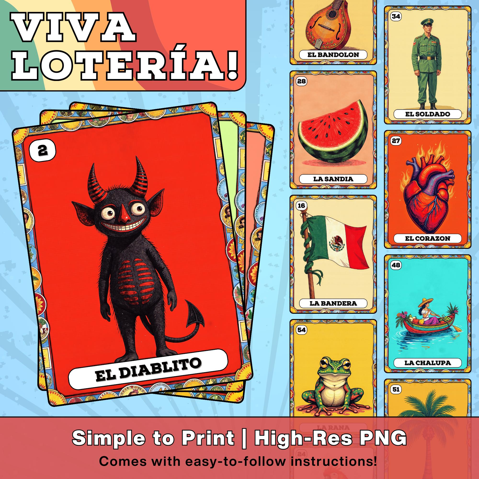 Custom Lotería Cards – Set of 5 Printable Pngs | Personalized Mexican ...