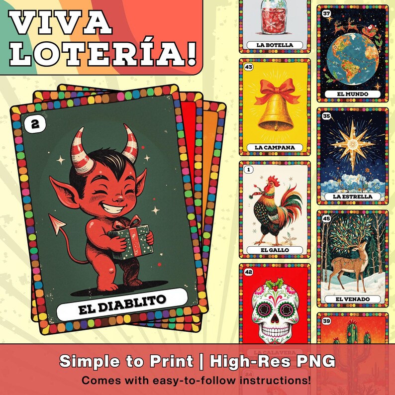 Lotería Navideña: Vintage Mexican Christmas Game (printable) - Etsy