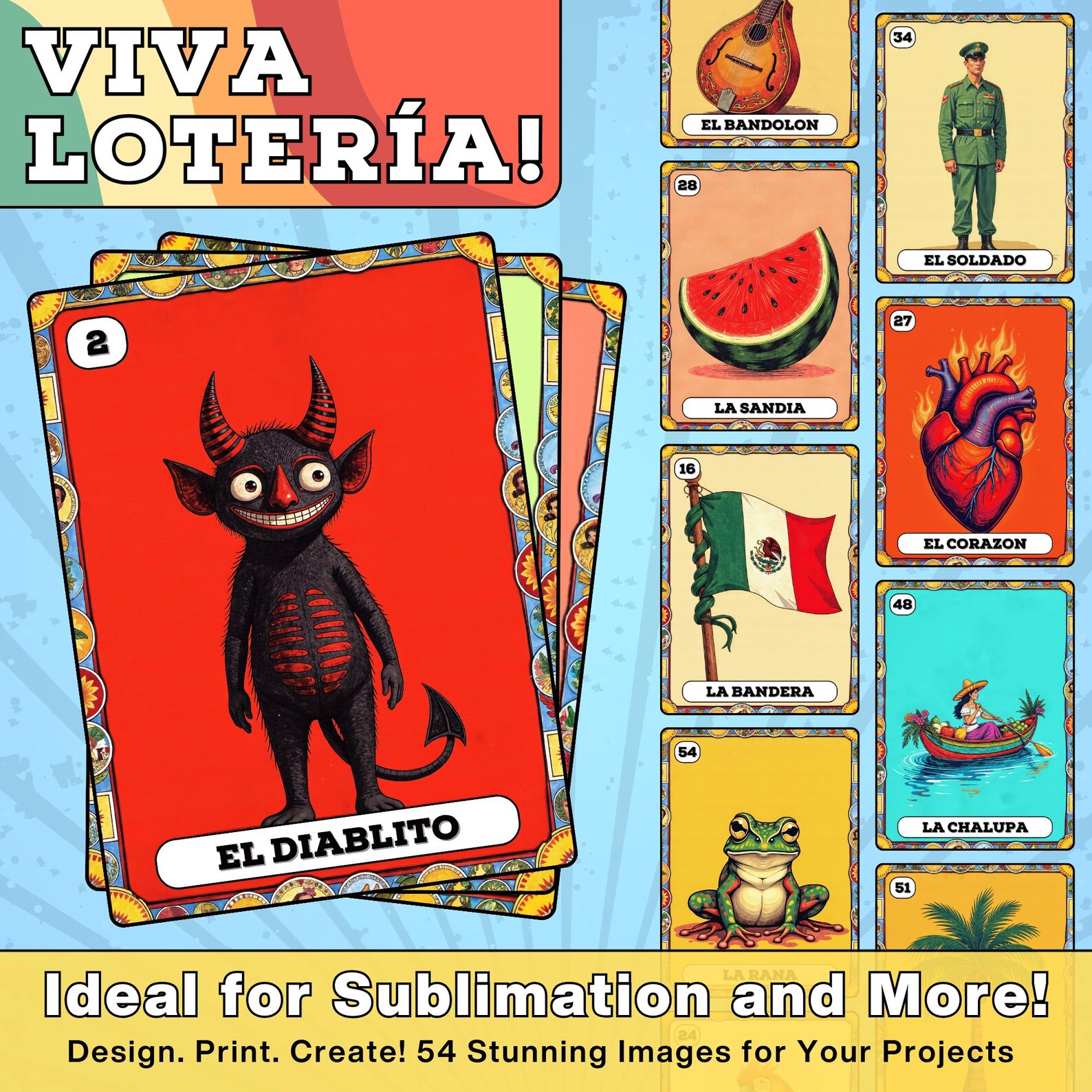 Lotería PNG Set: 54 Vintage Mexican Graphics (digital Download) - Etsy