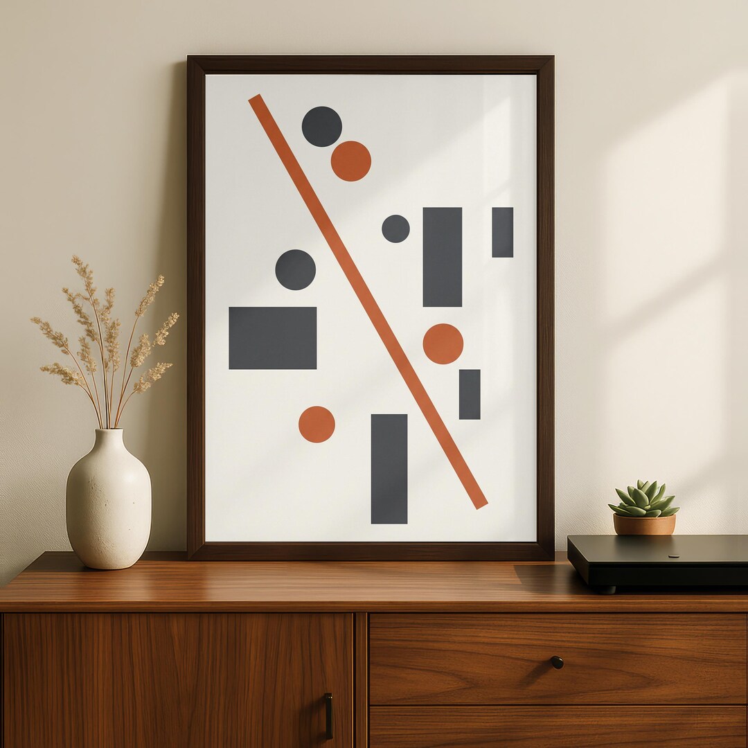 Bauhaus Diagonal Balance Poster | Minimal Geometric Wall Art Print ...