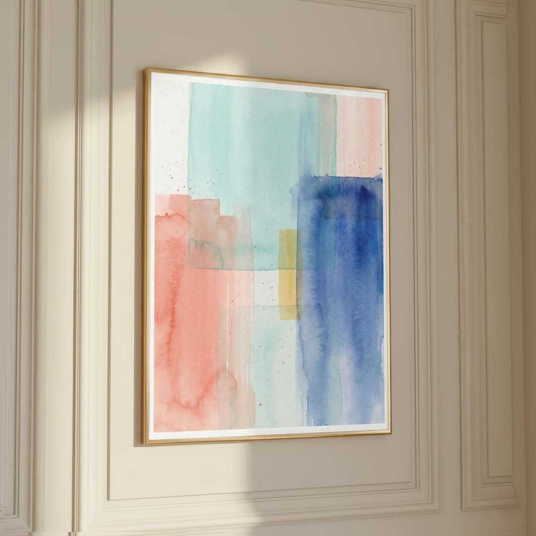 Abstract Pastel Blocks Poster | Minimal Watercolor Wall Art | Soft ...
