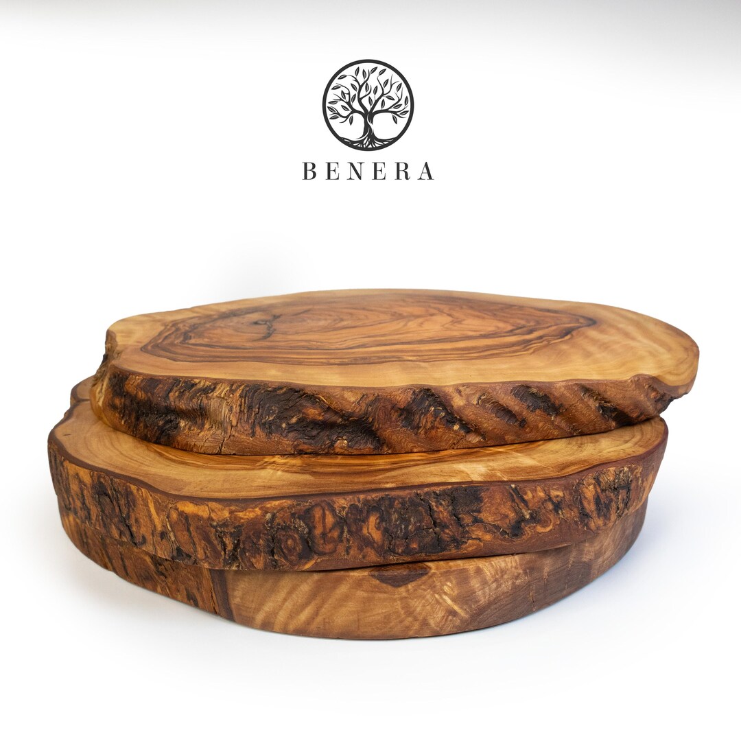 Round Olive Wood Cutting Board Set 3pc 8" | Serving Kitchen Board ...