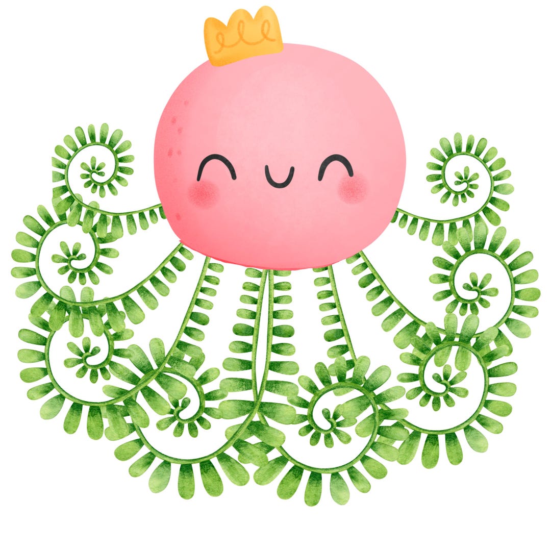 Cute Octopus With Fern Legs Svg - Etsy