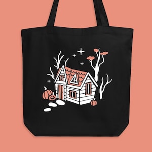 Spooky Tote Bag | Black Eco Tote Bag Organic Cotton | Halloween Haunted ...