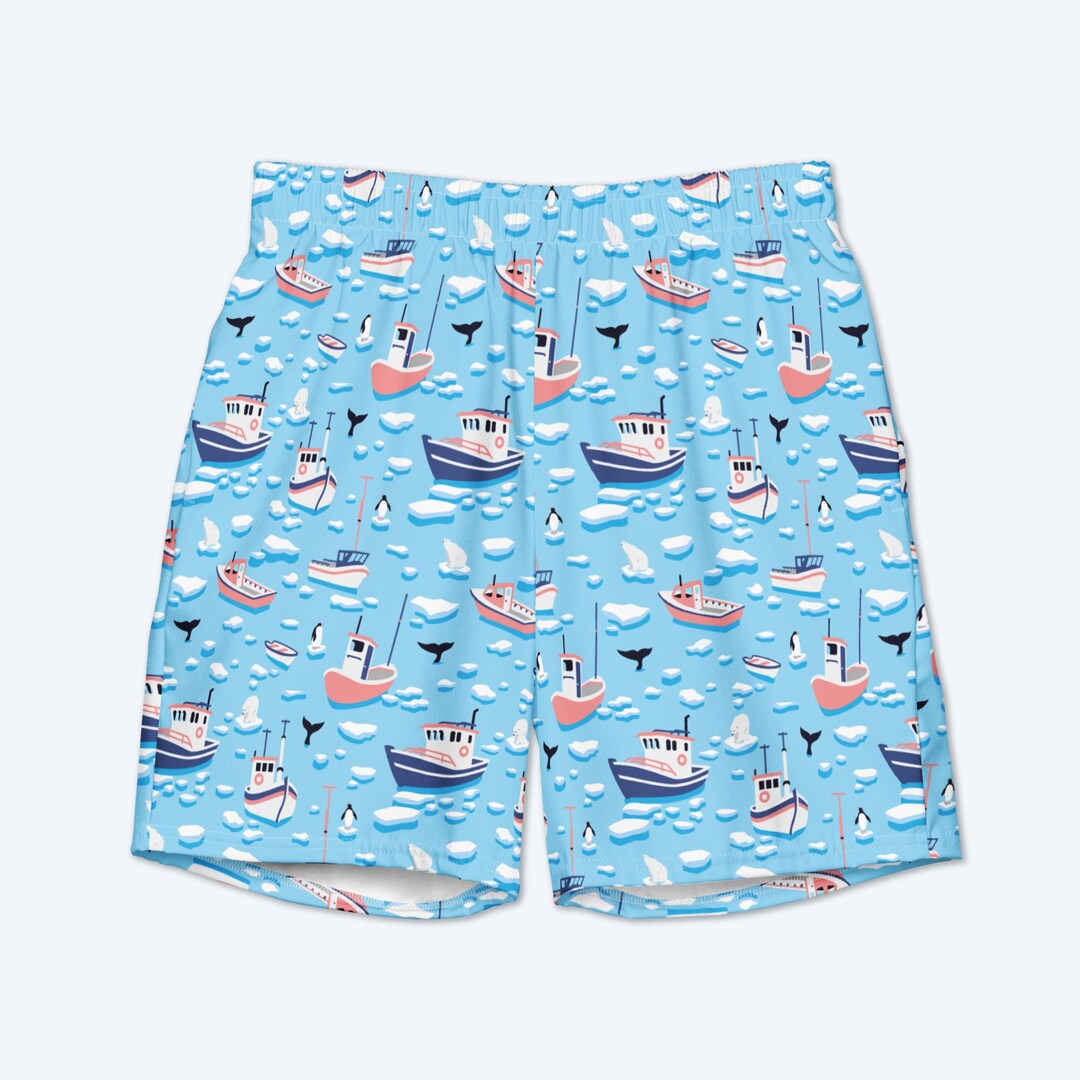 Winter Boats Swim Trunks | Cold Plunge Lightweight Swimsuit | Christmas ...