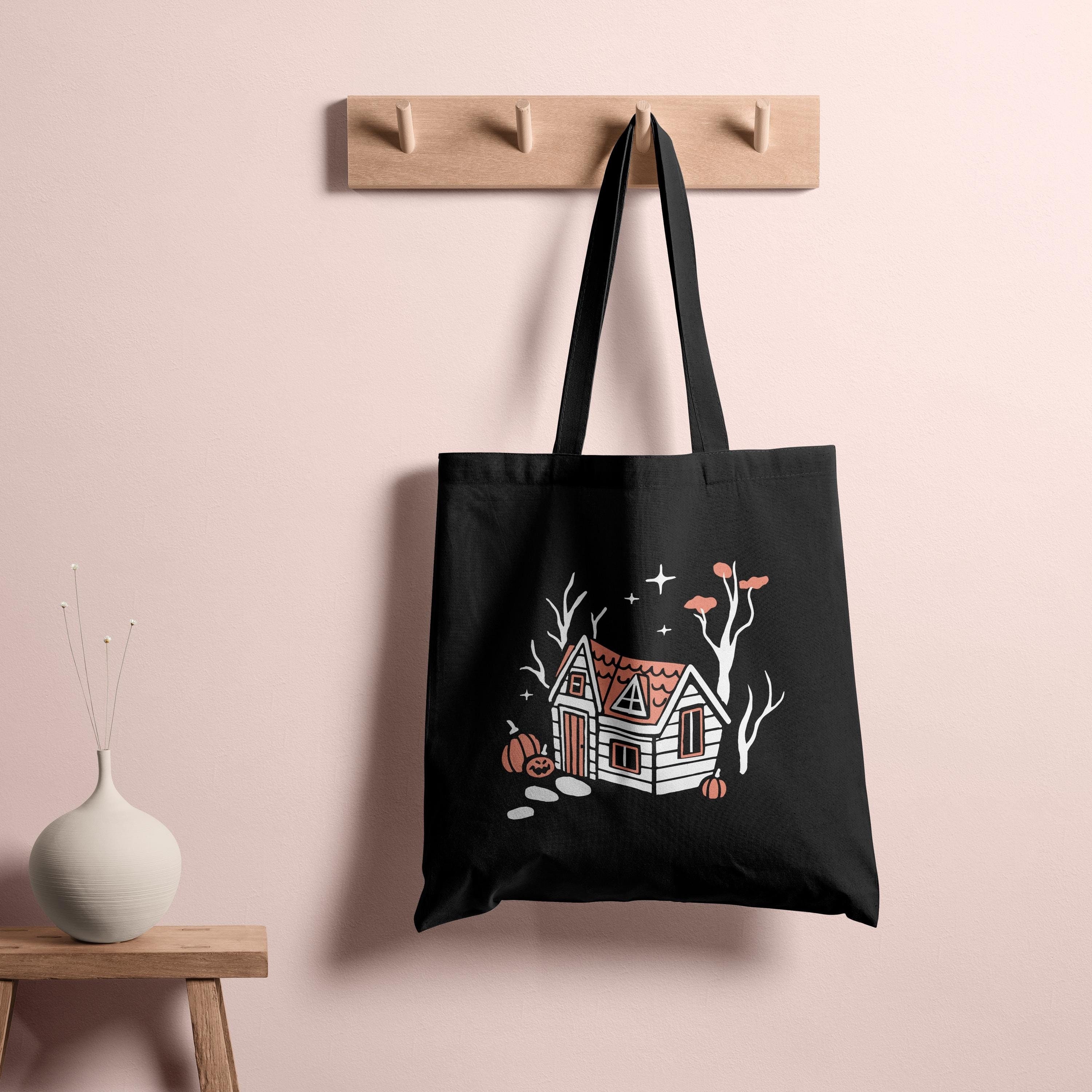 Spooky Tote Bag | Black Eco Tote Bag Organic Cotton | Halloween Haunted ...