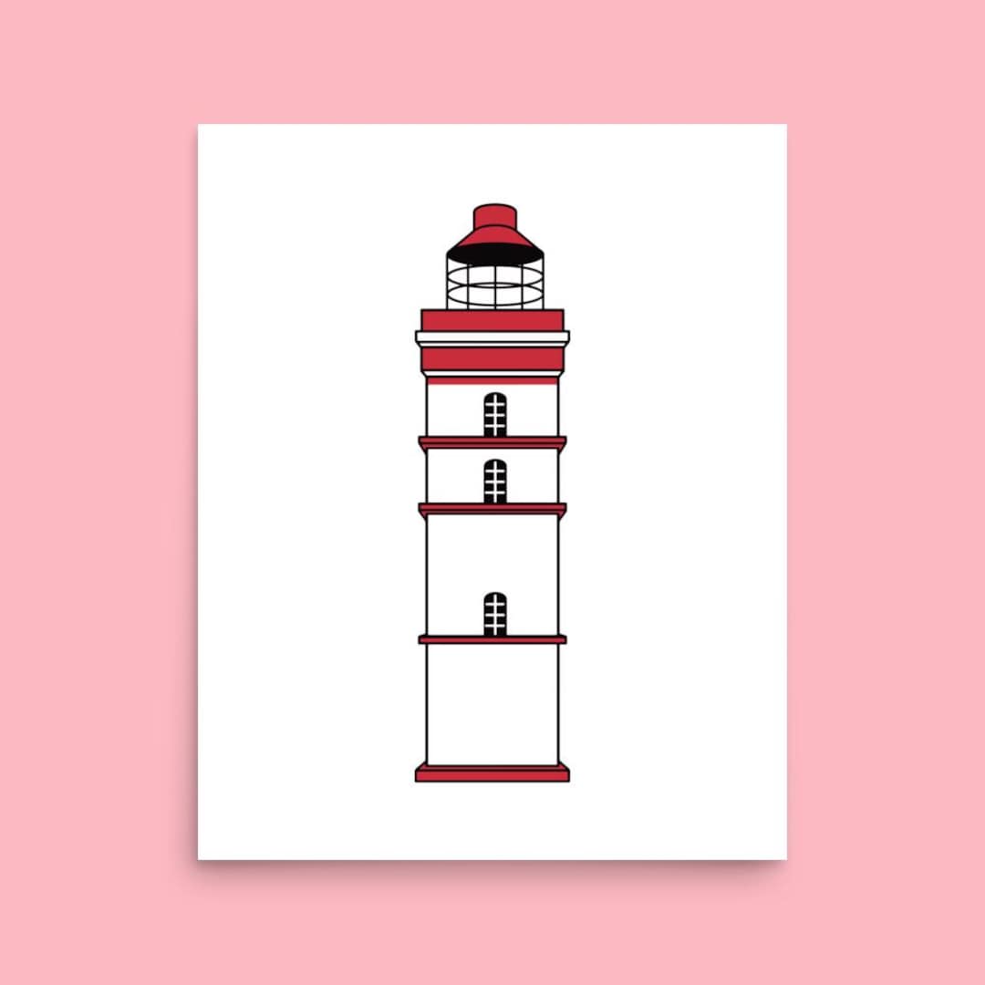 Lighthouse Poster | Coastal Illustration Art Print | Maine Wall Decor ...