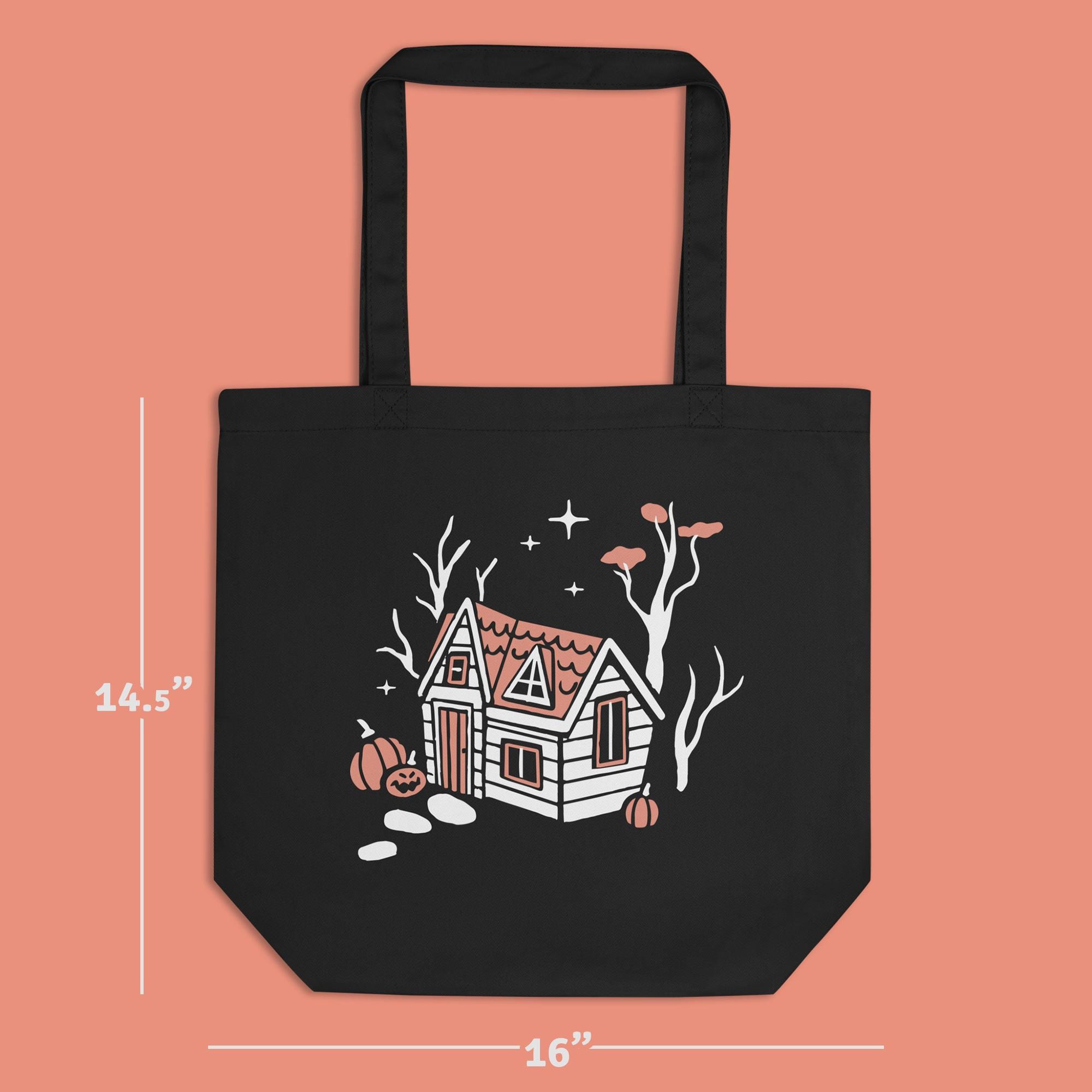 Spooky Tote Bag | Black Eco Tote Bag Organic Cotton | Halloween Haunted ...