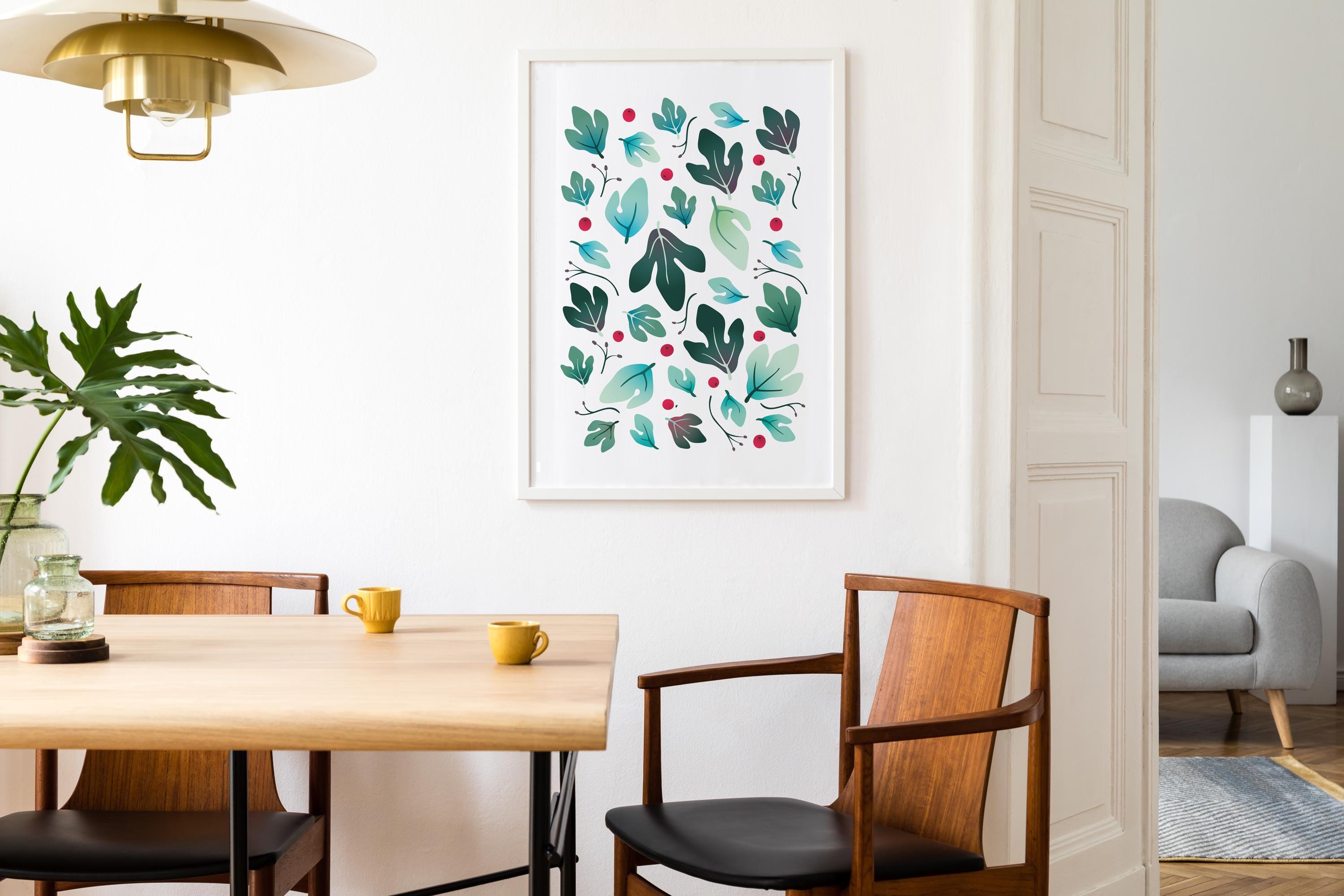 Green Sassafras Leaves Illustration Print | Lush Botanical Poster ...