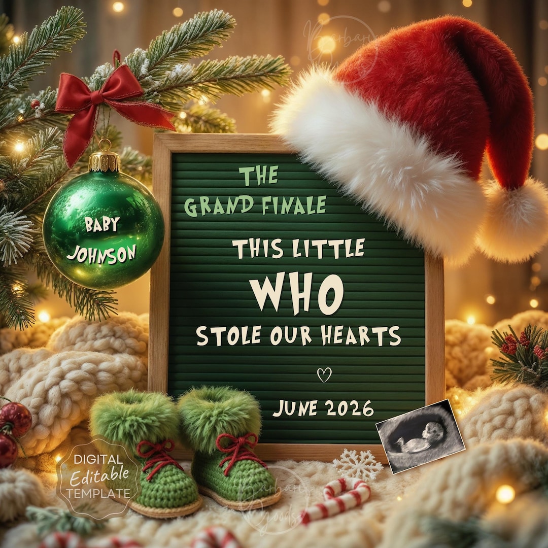 Grand Finale Christmas Pregnancy Announcement Template, Digital Holiday ...