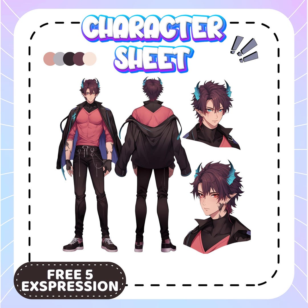Character Sheet Design Anime Character Furry Character Sheet Custom ...