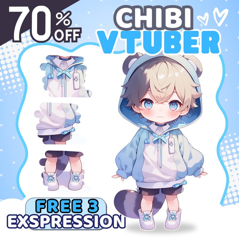 Chibi Vtuber Model, Kawaii Anime & Furry Vtuber Avatar, Commission With ...