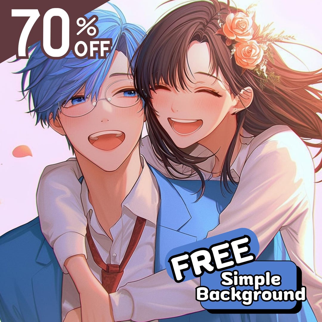 Custom Anime Portrait, Cute Cartoon Anime Portrait, PFP , Couple Gift ...