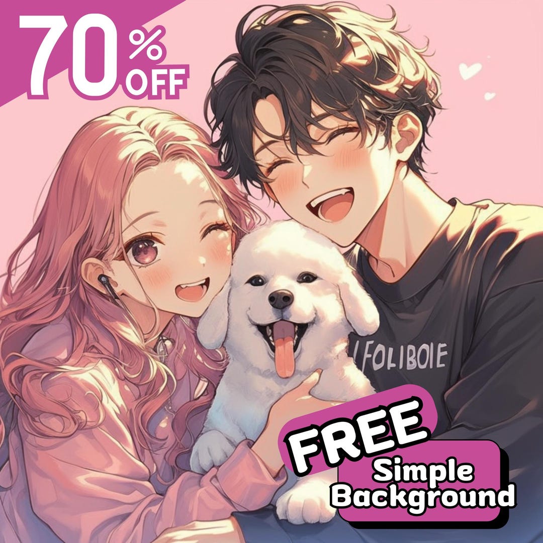 Custom Anime Portrait, Cute Cartoon Anime Portrait, PFP , Couple Gift ...