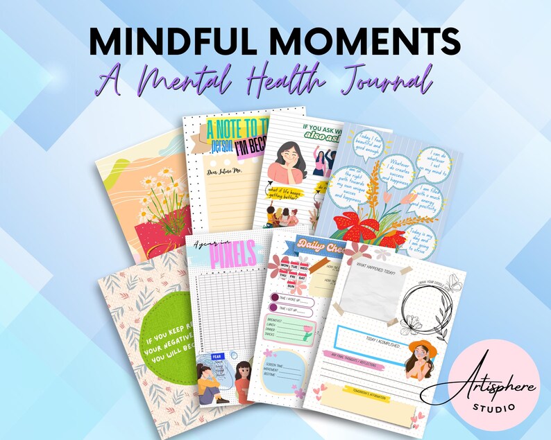 Mental Health Journal Printable With Feeling Wheel and Mood Tracker ...