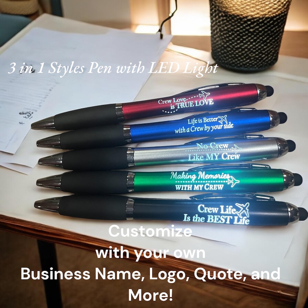 Custom LED Light up Stylis Pen, Engraved 3 in 1, Stylus LED Light up ...