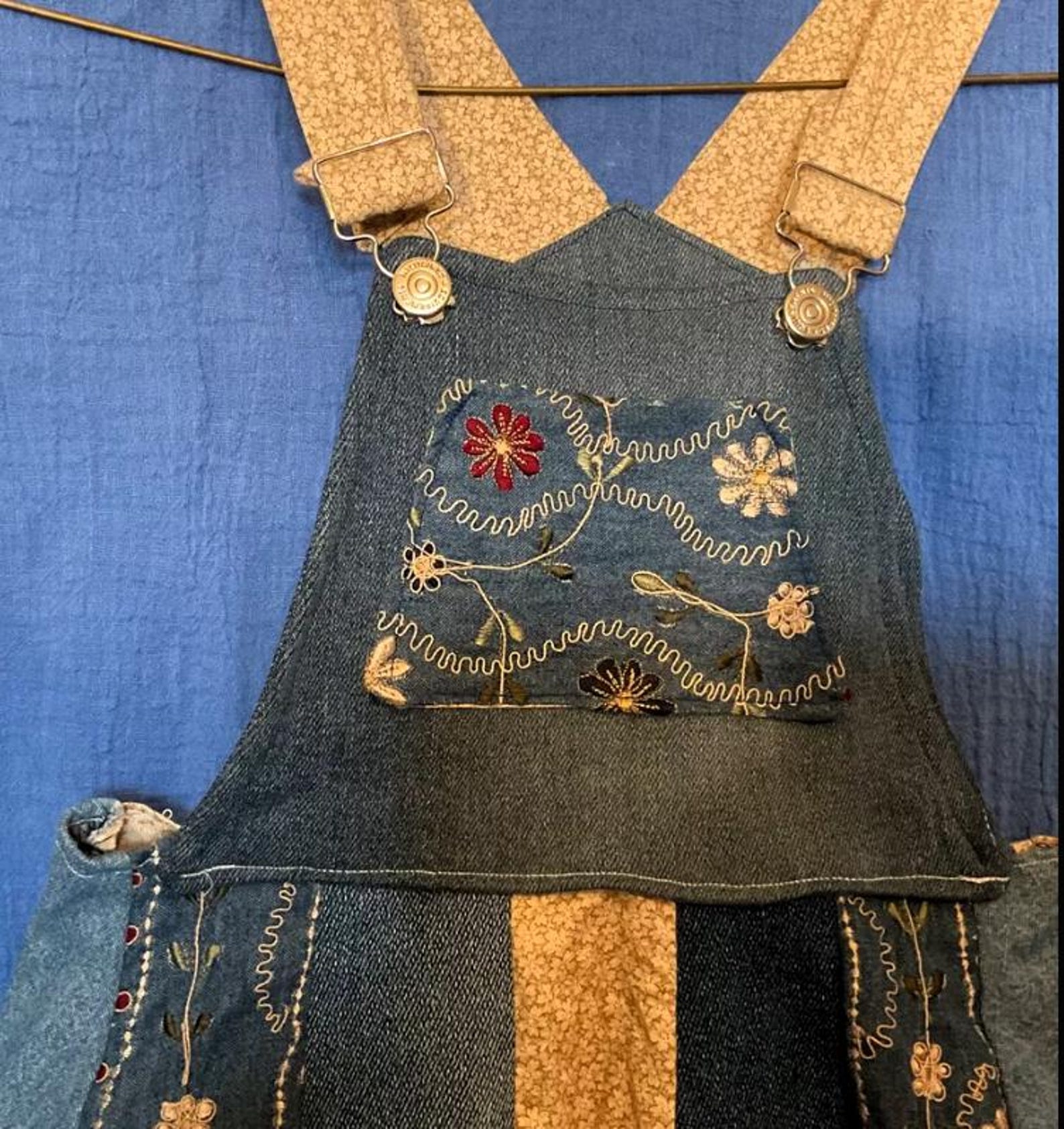 Little Miss Blue Patchy Bib Dress - Etsy
