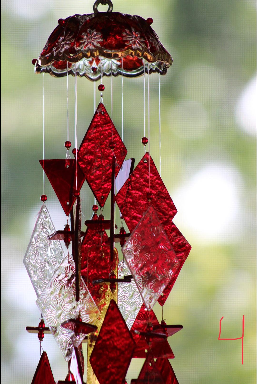 Red and Clear Stained Glass Windchimes Wind Chimes Suncatcher…by ...