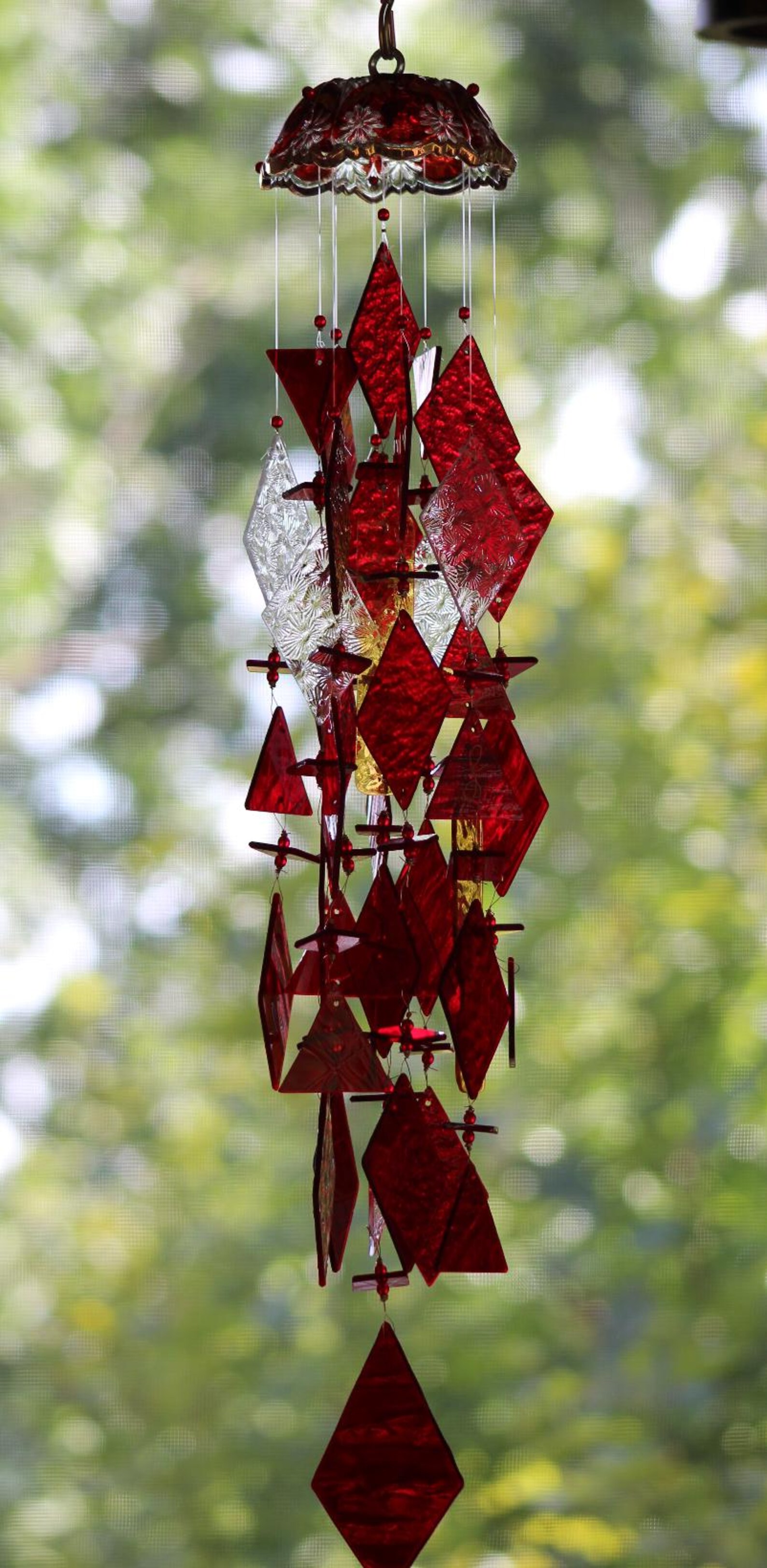 Red and Clear Stained Glass Windchimes Wind Chimes Suncatcher…by ...