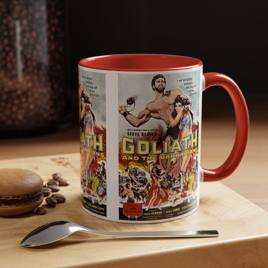 Mug, Vintage Movie Poster Coffee Cup, Goliath and the Barbarians, Film ...