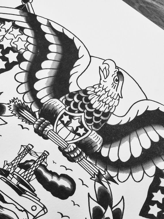 Traditional Eagle Drawing