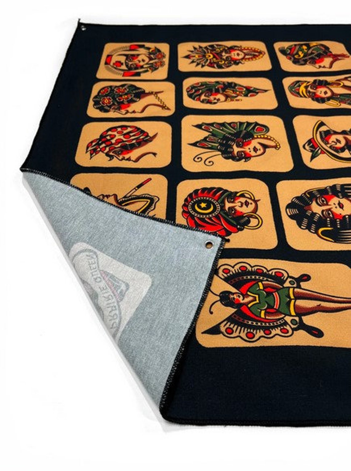 Percy Waters Girl Head Tapestry | Traditional Tattoo Design Banner ...
