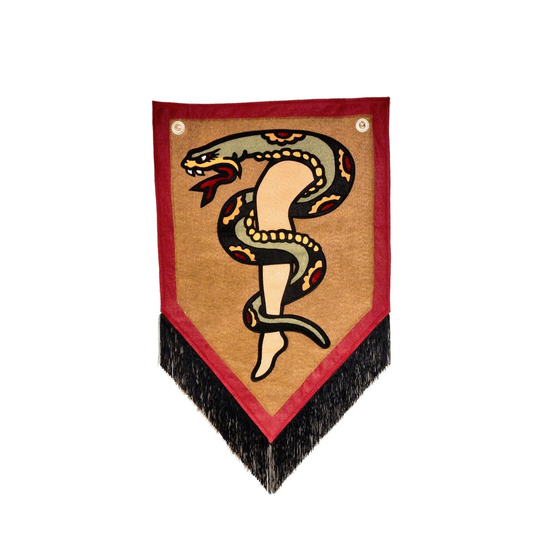 Snake on Leg Tattoo Design Banner | Traditional Tattoo Flash | Felt ...