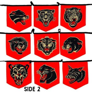 Double-sided Animal Head String Flag | Traditional Tattoo Design Banner ...
