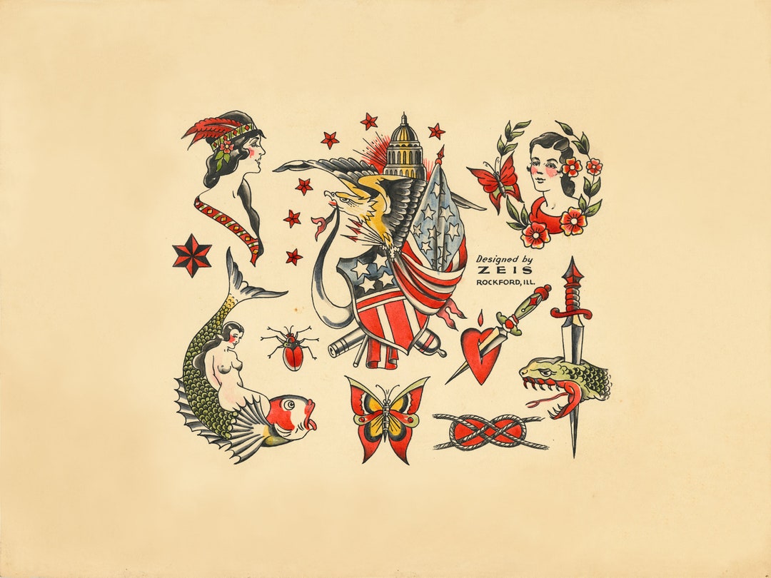 Traditional Tattoo Art Vintage Tattoo Flash Tattoo Print - Etsy