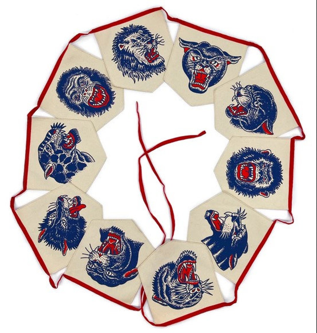 Vintage Animal String Flag | Vintage Tattoo Animal Kingdom Banner - Etsy