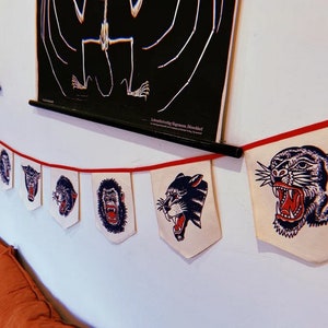 Vintage Animal String Flag | Vintage Tattoo Animal Kingdom Banner - Etsy