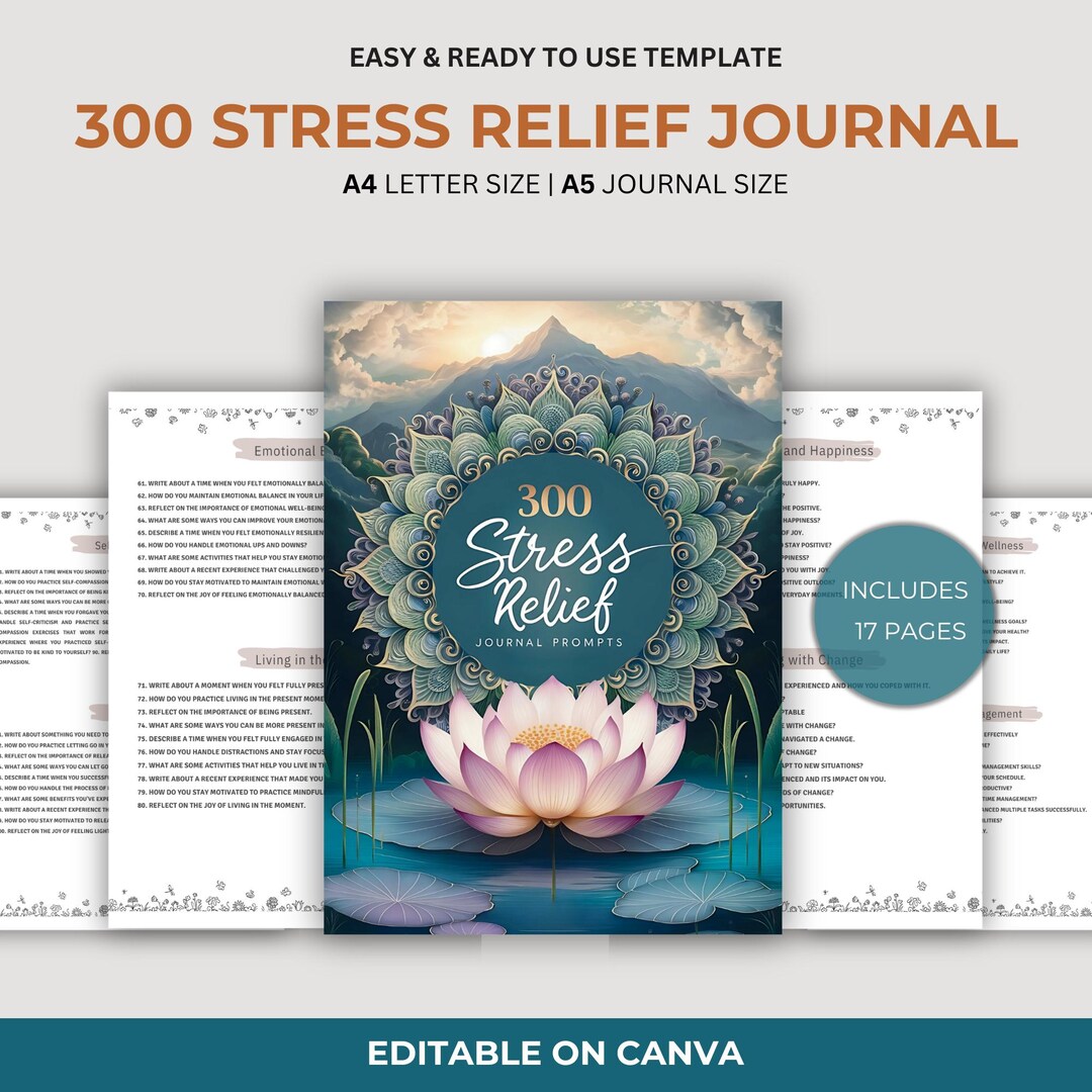 300 Stress Relief Journal Phrases Stress Relief Printables Self Care ...
