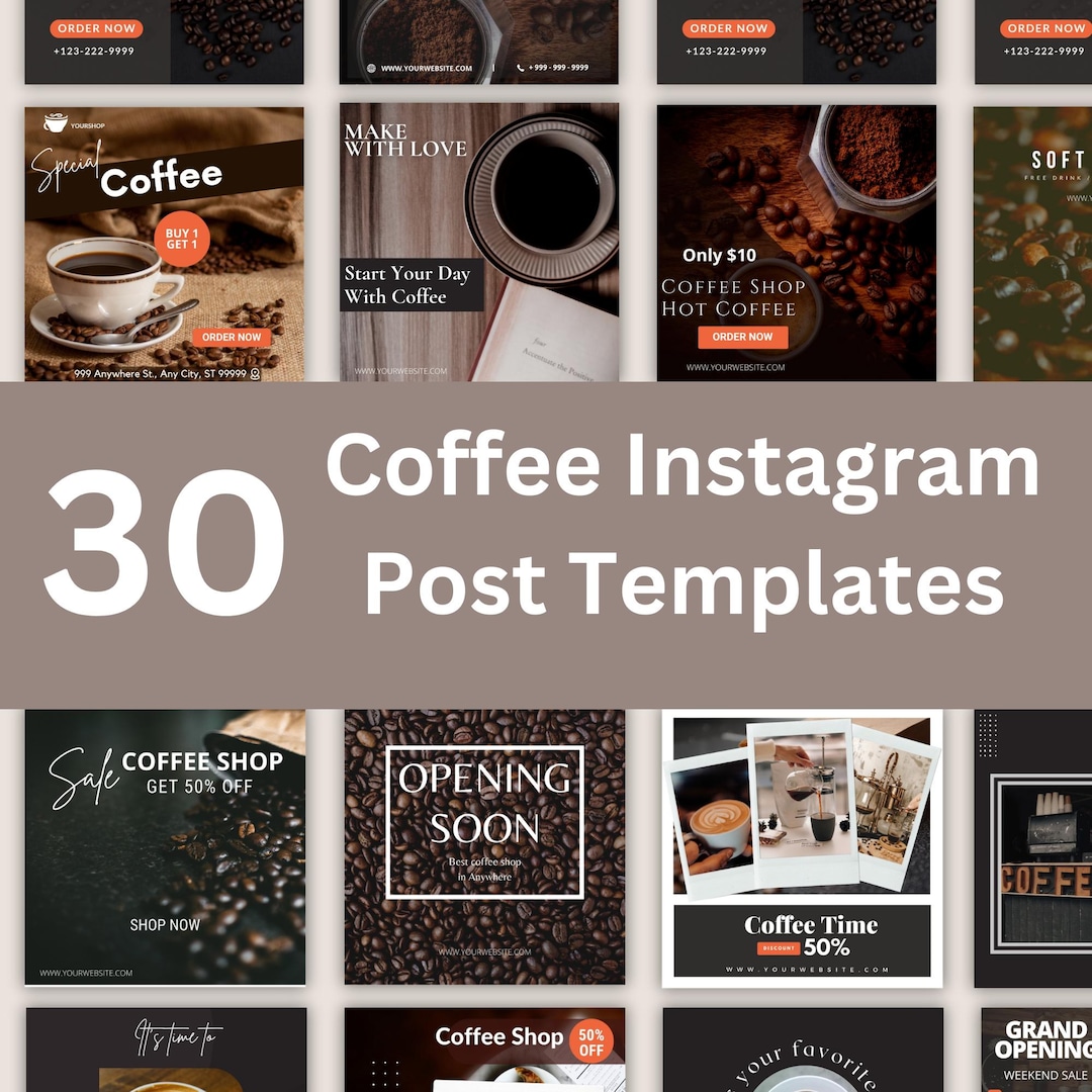 Coffee Instagram Posts Café Business Social Media Template Coffee ...