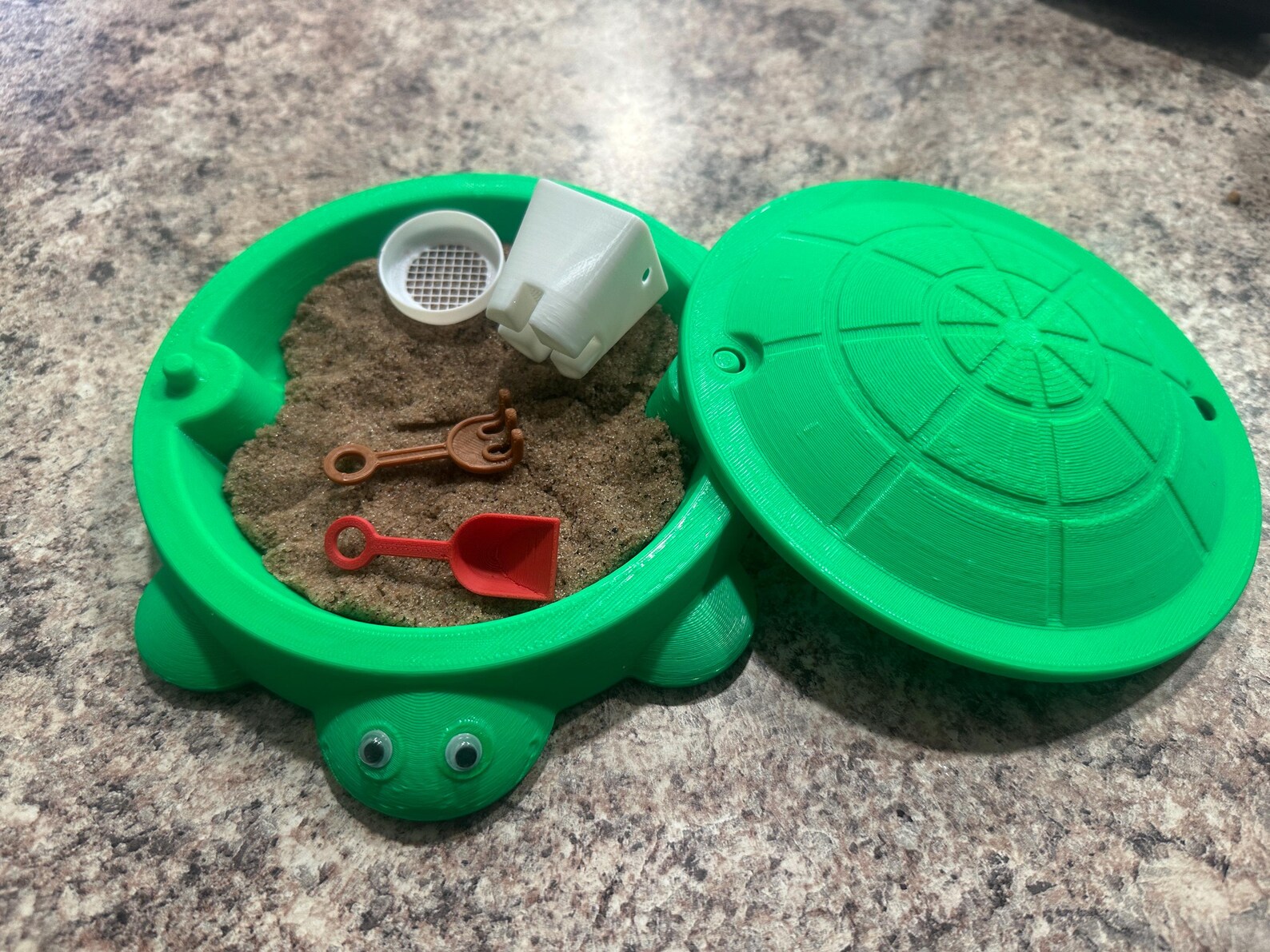3D Printed Mini Turtle Sandbox Size Medium With Sand Toys (mini Rake ...