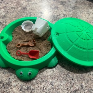3D Printed Mini Turtle Sandbox Size Medium With Sand Toys (mini Rake ...
