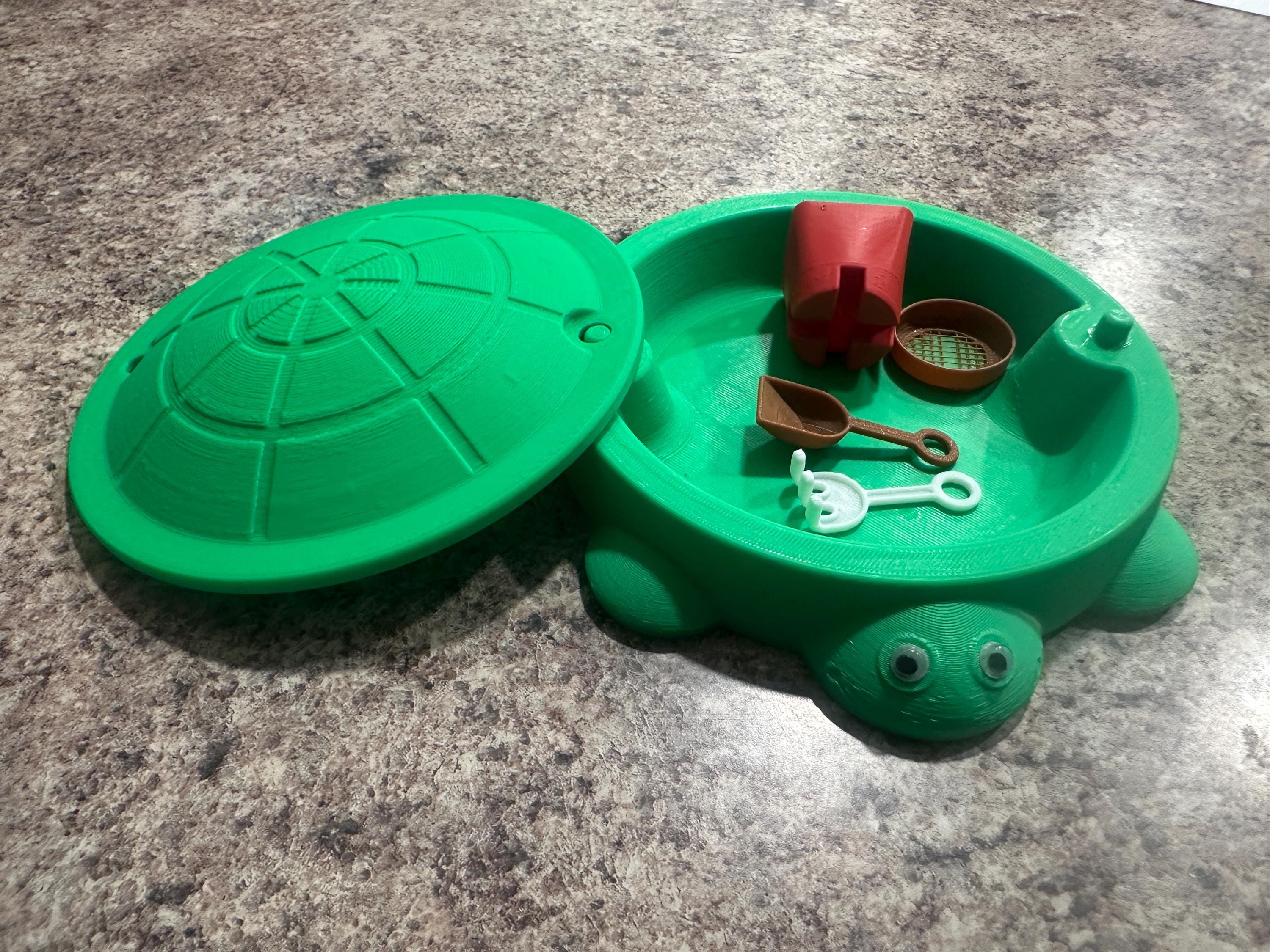 3D Printed Mini Turtle Sandbox Size Medium With Sand Toys (mini Rake ...