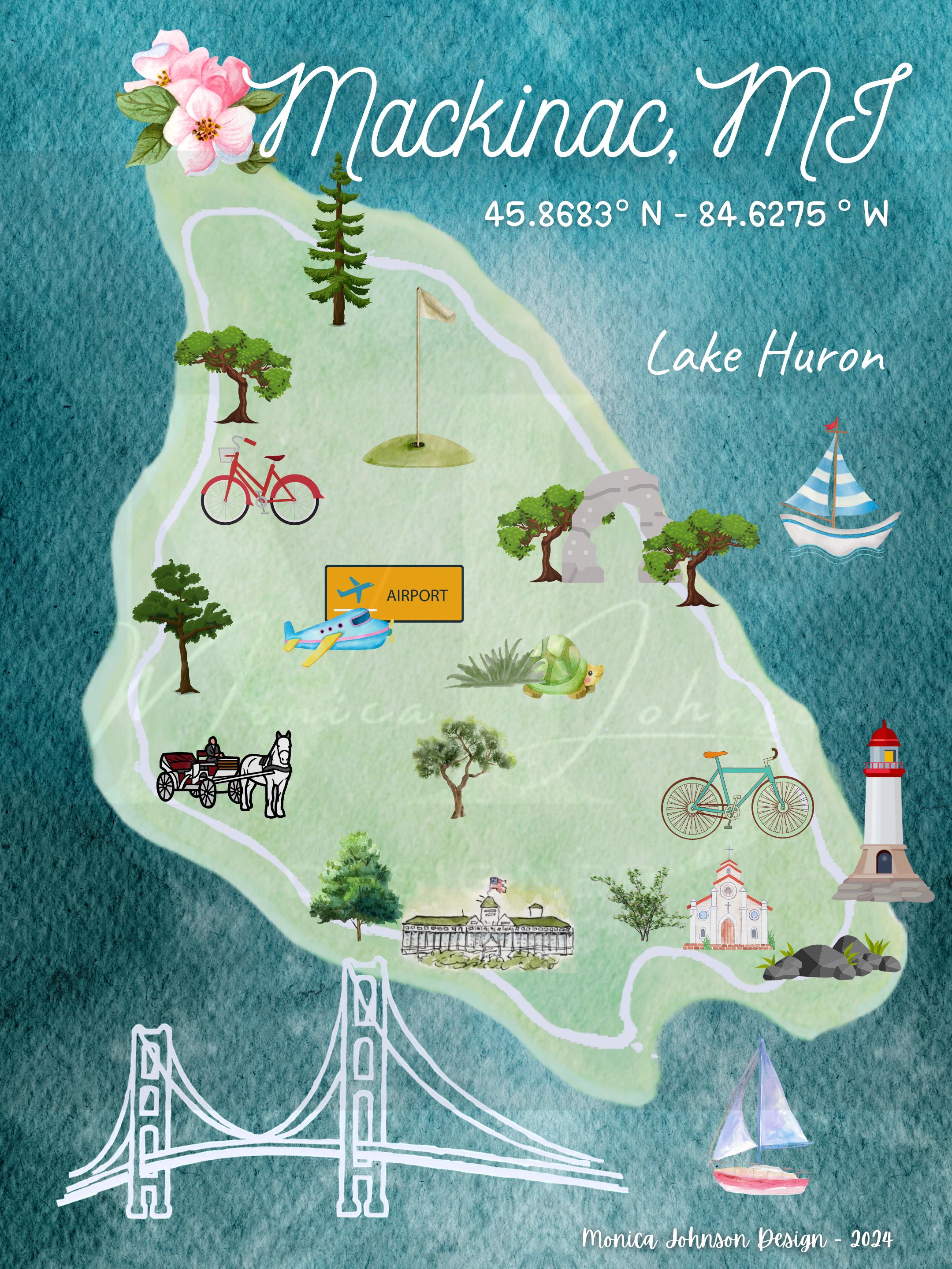 Mackinac Island Map - Etsy