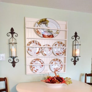 Plate and Platter Rack Display, Wall Hanging Wood Plate Rack, Dish ...