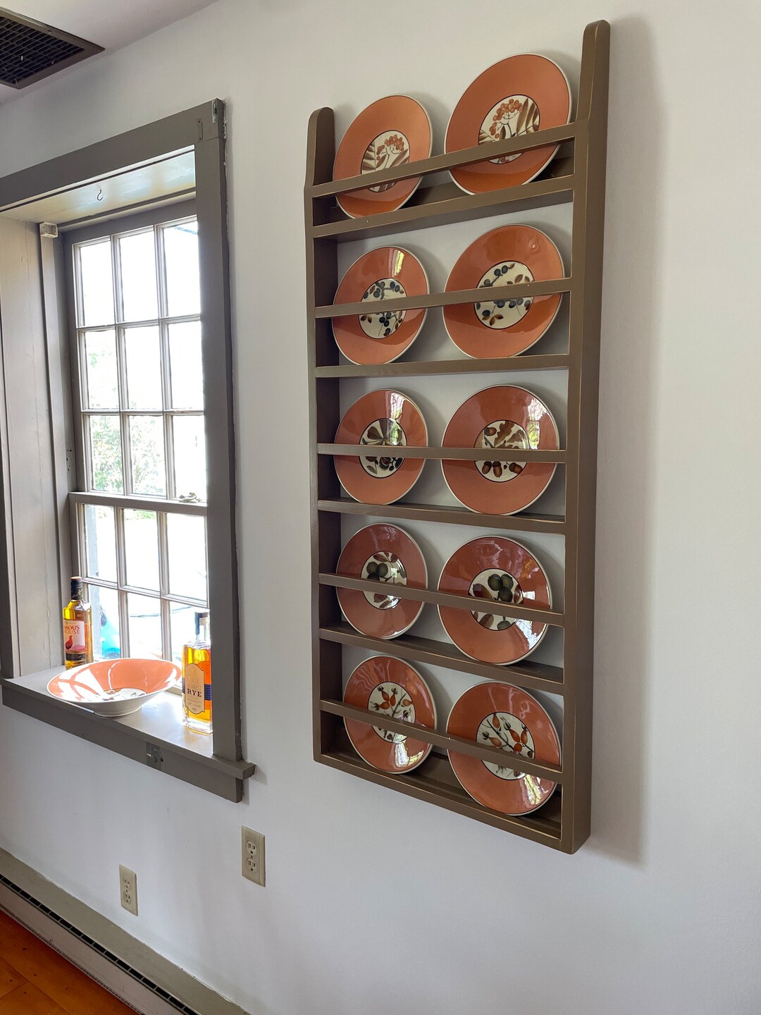Plate Rack, Wall Hanging Wood Plate Rack, Farmhouse Style Plate Rack ...