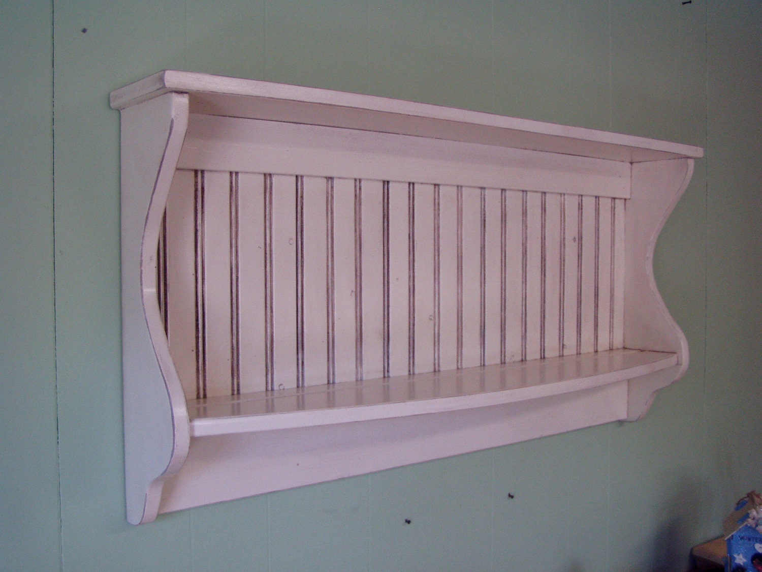 Primitive Country Shelf and Plate Rack Antiqued White Rustic - Etsy