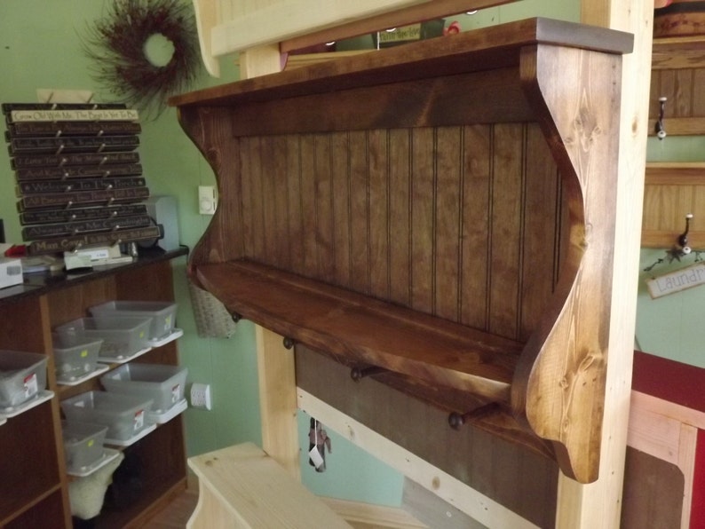 Wood Hanging Plate Rack and Primitive Country Shelf Kitchen Wall ...