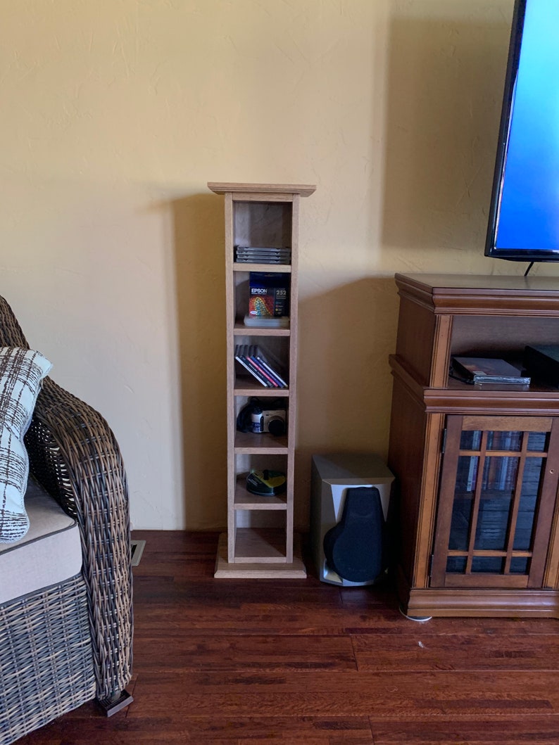 Solid Oak CD Tower: Media Storage Rack, Holds 84 Cds - Etsy