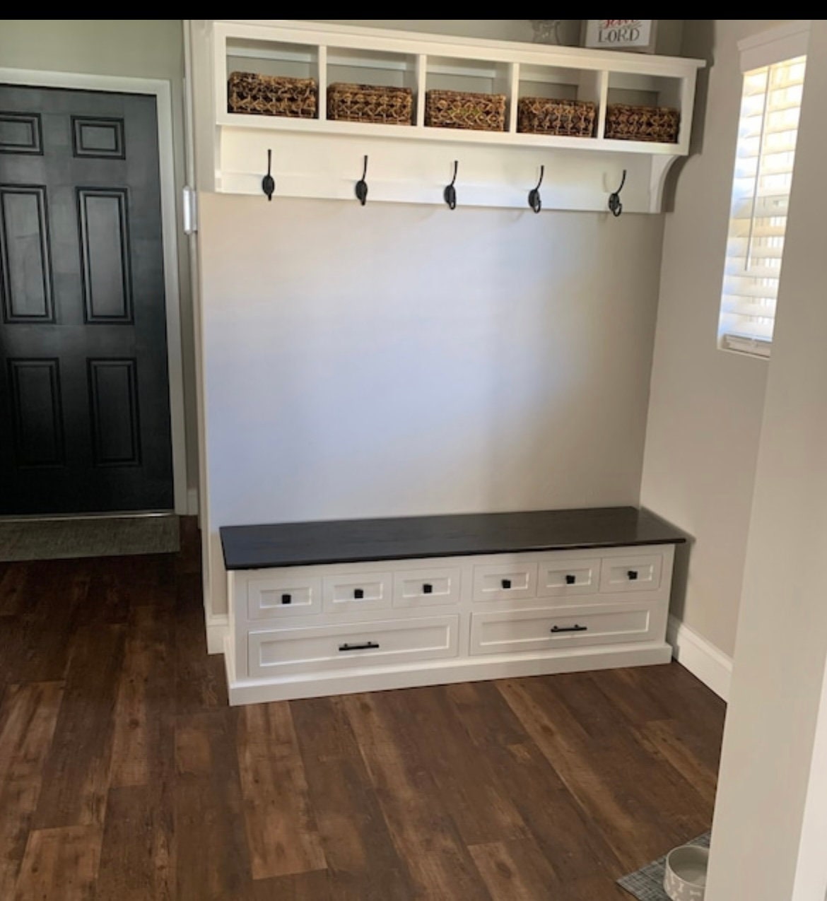 Hallway bench seat with coat rack store