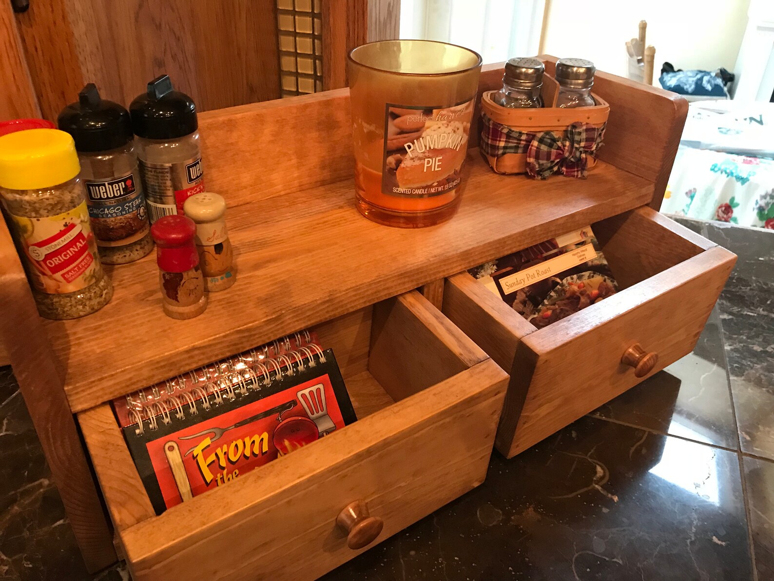 Spice Rack / Coffee Bar / Tea Station / Cookbook Rack / Recipe Card ...