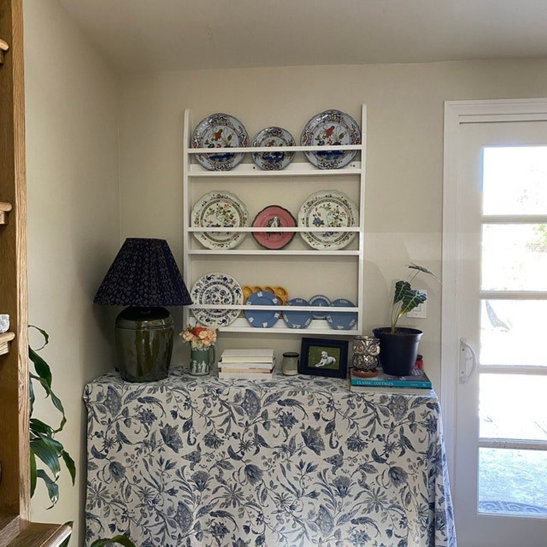 Wide Wood Plate Rack: 3-row Hanging Dish Display Shelf - Etsy