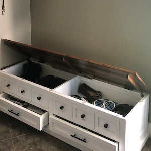 Storage Bench With Lift Top and Drawers - Etsy