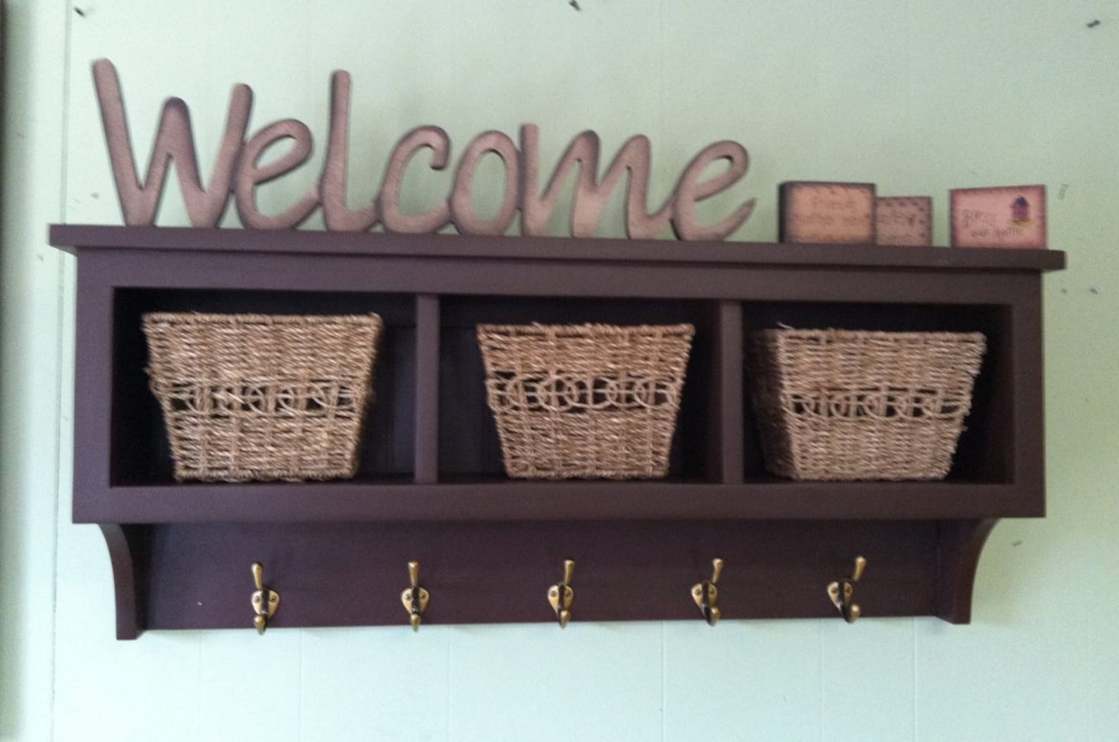 Lovely Entryway Storage Wall Shelf With Coat Hooks Hallway - Etsy