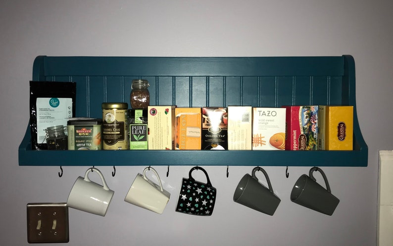 Coffee Bar / Tea Rack Shelf / Mug Rack / Kitchen Storage Shelf | Etsy